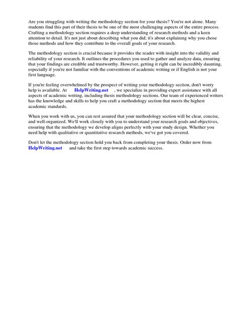 How To Write A Methodology Section For Thesis Pdf Methodology