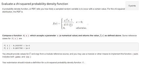 Solved Evaluate A Chi Squared Probability Density Function 5