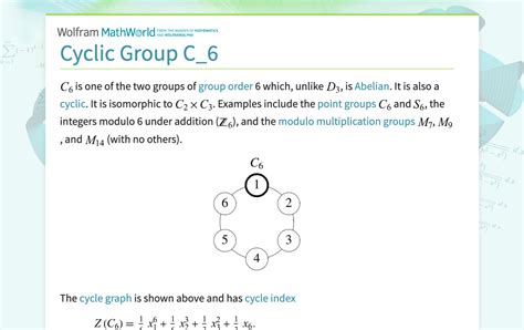 Cyclic Group C6 From Wolfram Mathworld