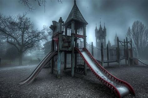 Horror Scene With Eerie Playground Premium Ai Generated Image