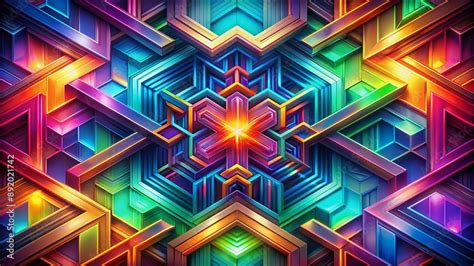 Vibrant Abstract Background Featuring Interlocking Geometric Shapes In A Mesmerizing Dance Of