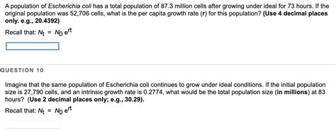 Solved A Population Of Escherichia Coli Has A Total