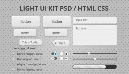 Light Web UI Elements Kit CSS HTML PSD Free Vector FreeImages
