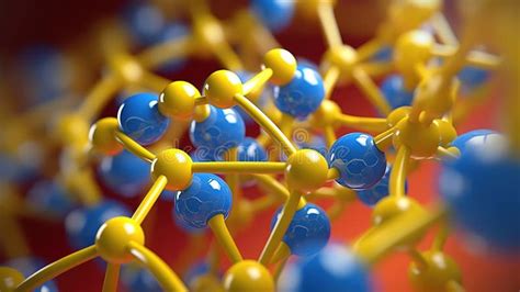 Complex Molecular Structure With Spherical Particles Futuristic Technology Style Illustration