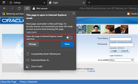 Oracle Application R12 Using Microsoft Edge Chrome For Versions 11