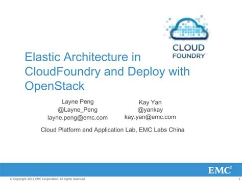 彭—elastic Architecture In Cloud Foundry And Deploy With Openstack Ppt