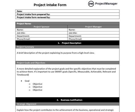 Project Intake Form Template For Word Free Download