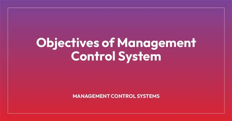 Objectives Of Management Control System • Mba Notes By Themba Institute