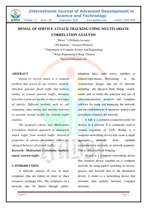 Pdf Denial Of Service Attack Tracking Using Multivariate Correlation Analysis