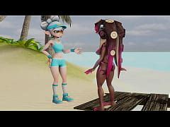 Splatoon H Game Enf Cmnf Mmd Marie And Marina Lose All Their Clothes Which Disappear