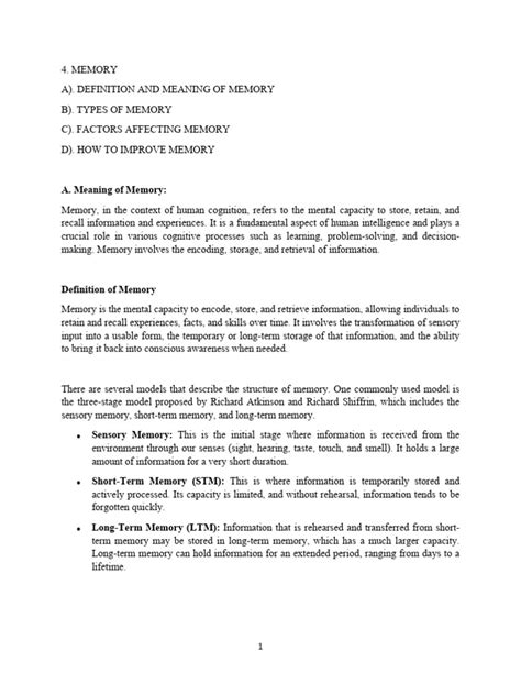 Memory Pdf Memory Long Term Memory