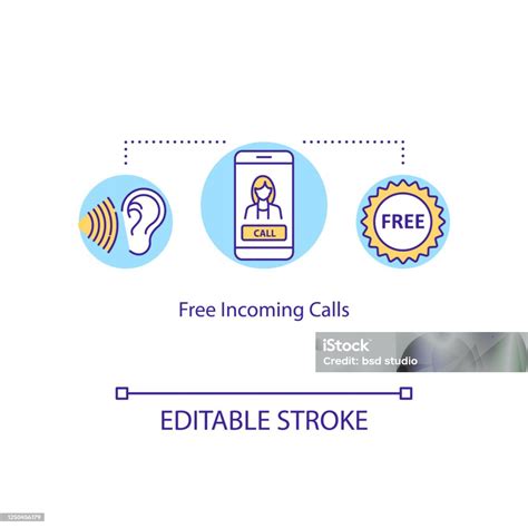 무료 수신 전화 개념 아이콘 국제 통신 로밍 서비스 세계 Sim 옵션 아이디어 씬 라인 일러스트 벡터 절연 윤곽선 Rgb 색상
