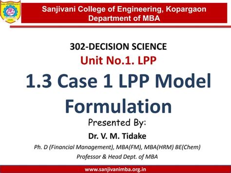 13 Ds Case 1 Lpp Model Formulation Ppt