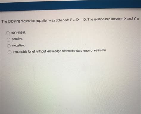 Solved The Following Regression Equation Was Obtained Y