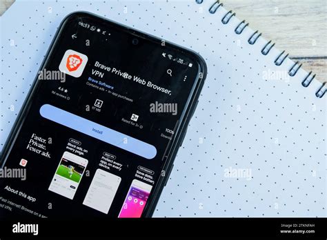 brave private web browser application on smartphone screen brave is a