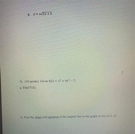 Solved G Y X2x1 I 3 10 Points Given Fx X3 4x2 7