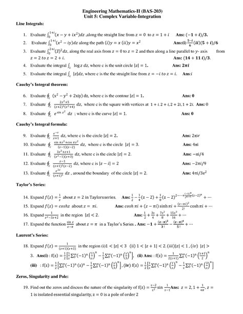 Unit 5 Complex Variable Integration Module V Kas 203 Line Integrals