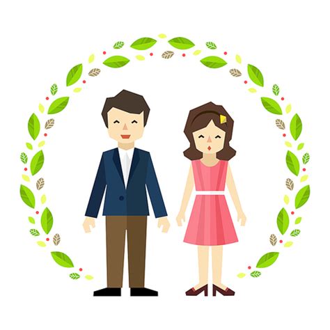 나뭇잎 안에 서있는 남자와 여자 커플 유토이미지 상세페이지 베이직샵 일러스트 21033723