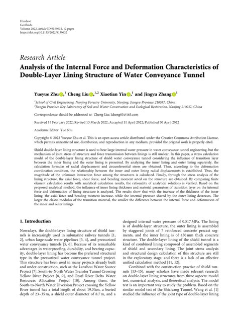 Pdf Analysis Of The Internal Force And Deformation Characteristics Of