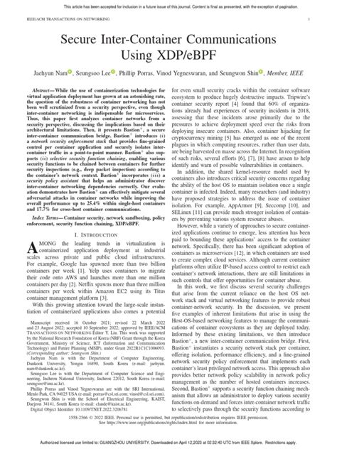 Secure Inter Container Communications Using Xdp Ebpf Pdf Computer