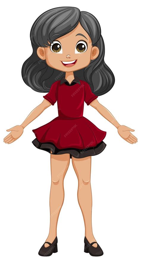 Premium Vector Cheerful Girl Cartoon Character Standing And Smiling