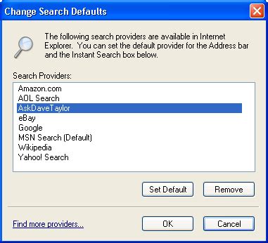 How Do I Change The Default Search Engine In Internet Explorer IE
