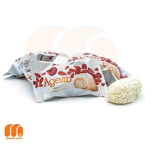 قیمت و خرید ویفر نارگیلی آدل آکوند با مغز کرم خامه ای و بادام 500 گرم