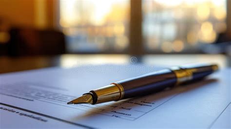 Pen On A Document In The Background Stock Illustration Illustration Of Business Document