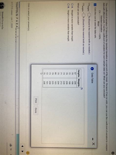 Solved Cv The Coefficient Of Variation Cv Describes The