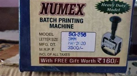 Numax Metal Rubber Manual Batch Coding Machine Automation Grade Semi