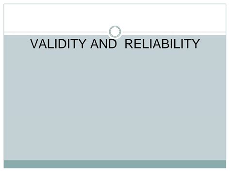 SOLUTION Research Validity And Reliability Studypool