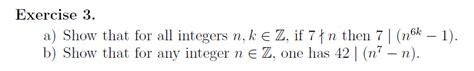 Solved Exercise 3 A Show That For All Integers N KinZ If Chegg Com