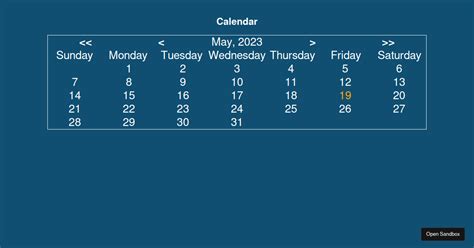 Calendar With Reduxjs Toolkit Codesandbox