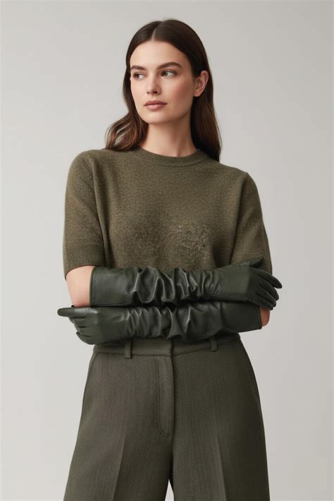 Genuine Leather Long Gloves For Women Opera Length Dress Gloves Elegant Winter And Evening
