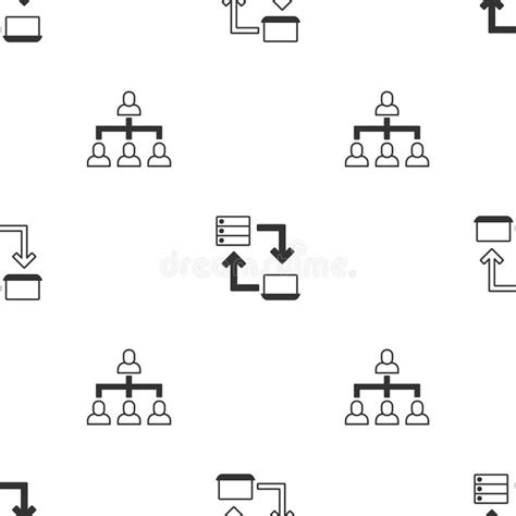 set online working and hierarchy organogram chart on seamless pattern