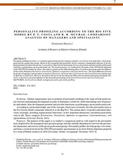 Comparison Pdf Extraversion And Introversion Psychology