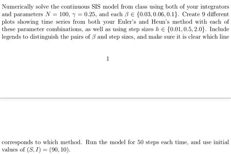 Solved Numerically Solve The Continuous Sis Model From Class