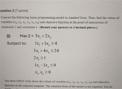 Solved Uestion Points Convert The Following Linear Chegg