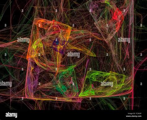 Abstract Artificial Computer Generated Iterative Flame Fractal Image
