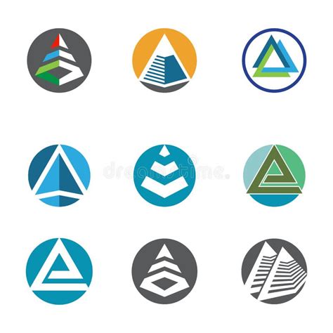 Futuristic Triangle Chain Logo Design Inspiration Stock Vector