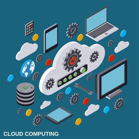 Cloud Computing Remote Control Cloud Data Storage Vector Concept