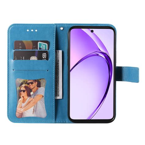For Oppo A X G A X G India Seven Petal Flowers Embossing Leather Phone Case Blue Alexnld Com