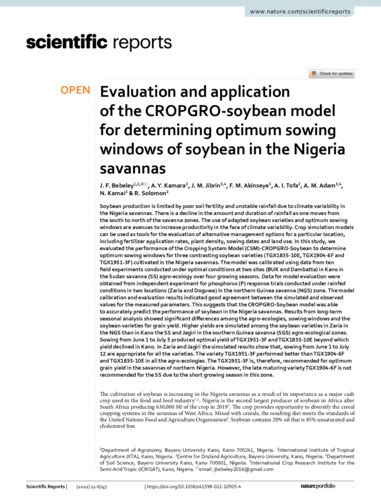 Evaluation And Application Of The Cropgro Soybean Model For Determining