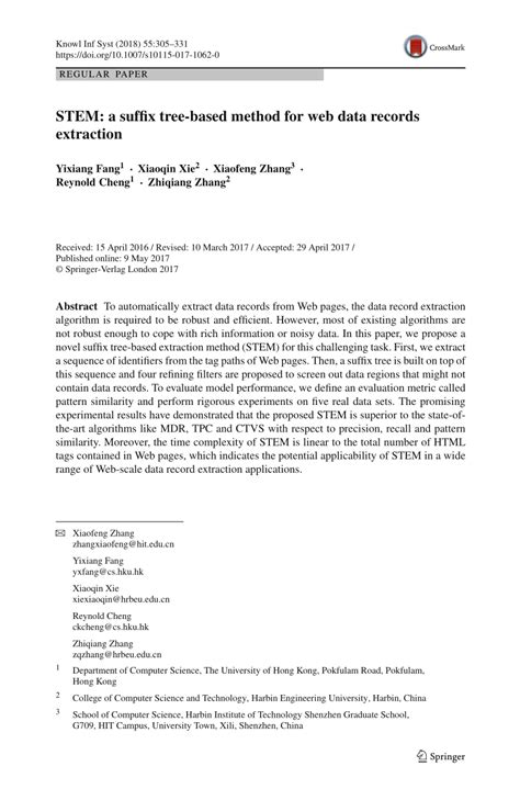 Pdf Stem A Suffix Tree Based Method For Web Data Records Extraction