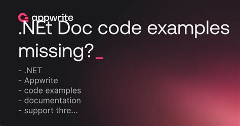 Net Doc Code Examples Missing Threads Appwrite