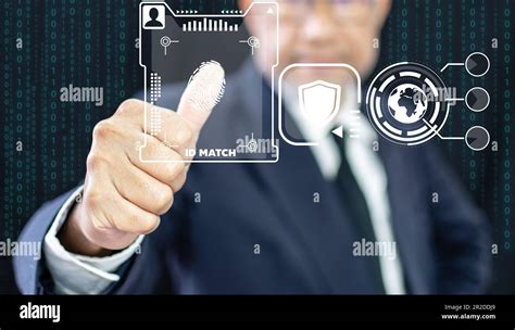 Businessman Fingerprint Scan To Biometric Access With Identity Technology And High Security