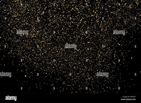 Gold Glitter Texture Isolated On Black Amber Particles Color Celebratory Background Golden