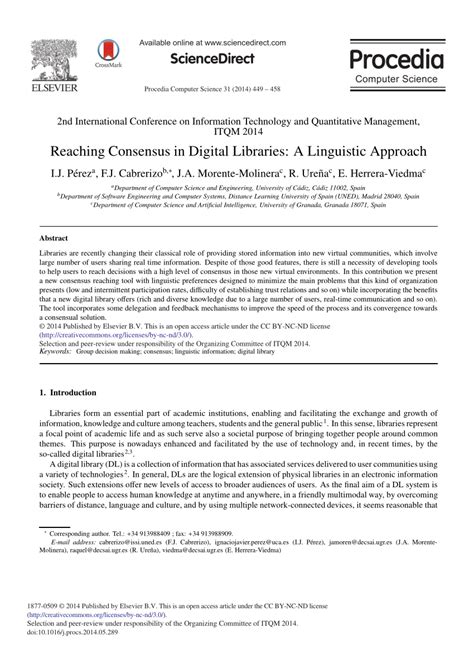 Pdf Reaching Consensus In Digital Libraries A Linguistic Approach