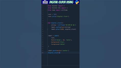 Digital Clock ⏰ Using Python 🤯 Python Shorts Pythonshorts