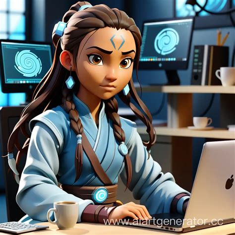 katara codebending masterful coding in avatar style ai art generator
